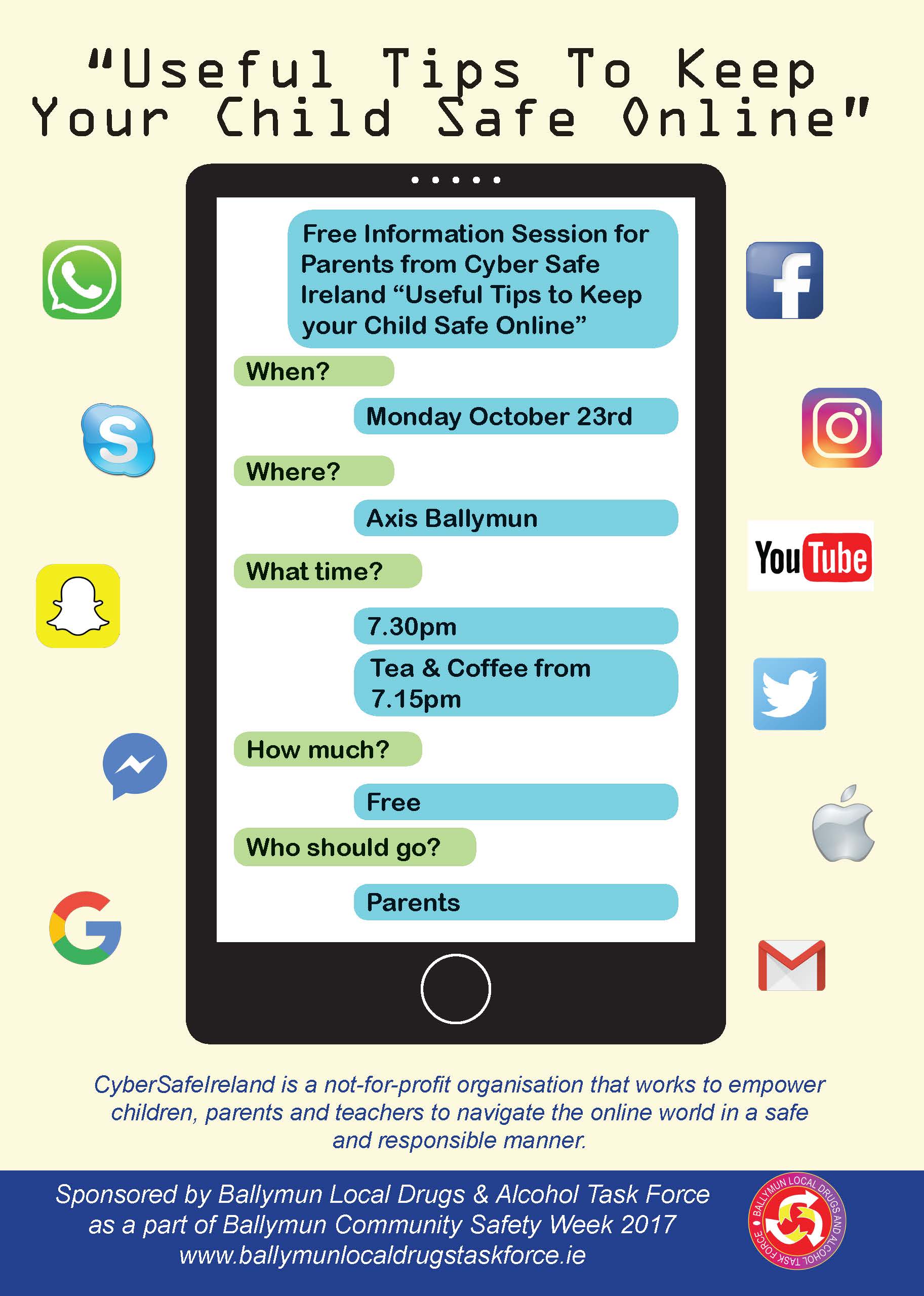 CyberSafety Talk for parents - Ballymun Connects